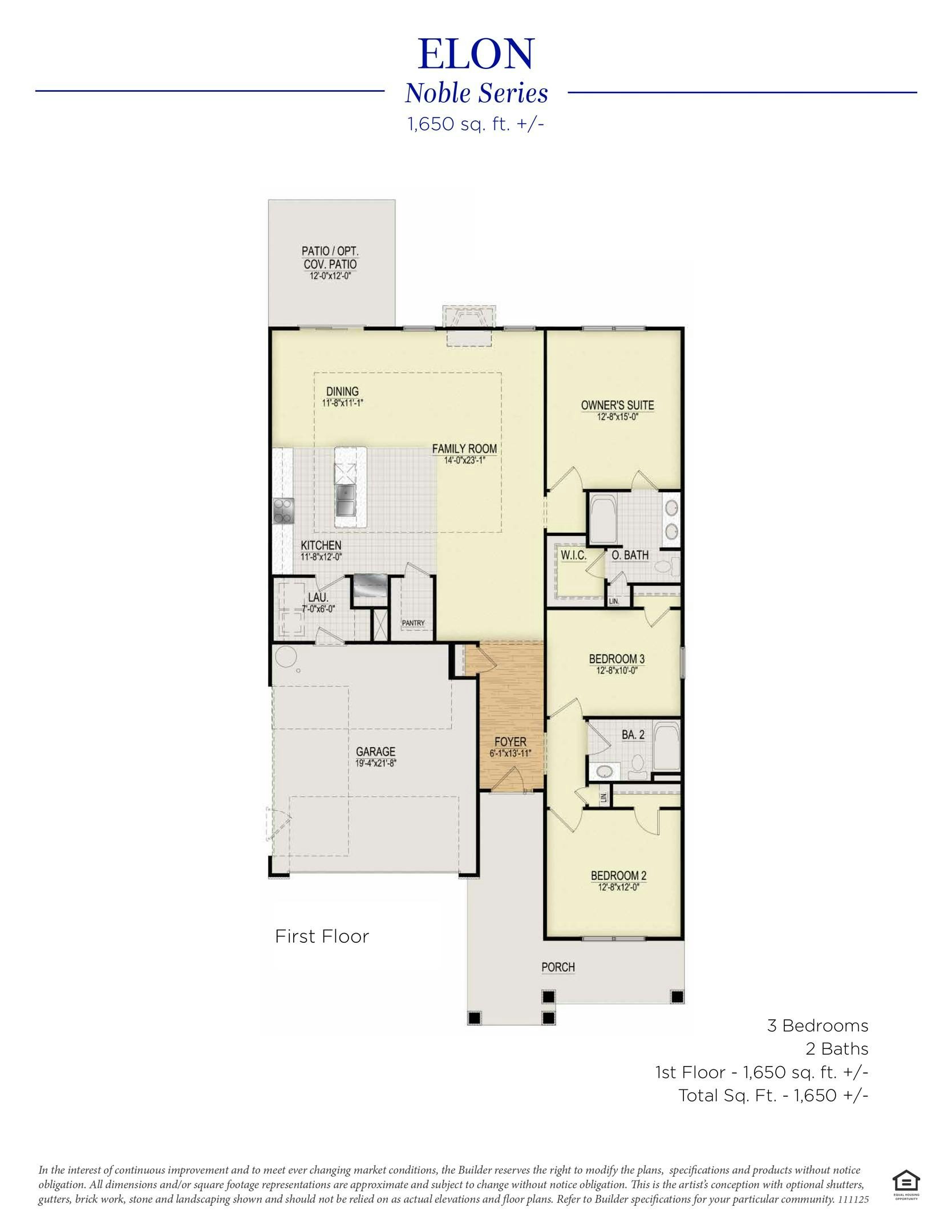 Elon Home Floor Plan at Sycamore Downs in Kernersville, NC 27284
